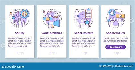 Sociology Onboarding Mobile App Page Screen With Linear Concepts
