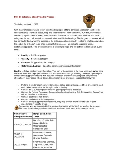 Drill Bit Selection Pdf Drilling Rig Science
