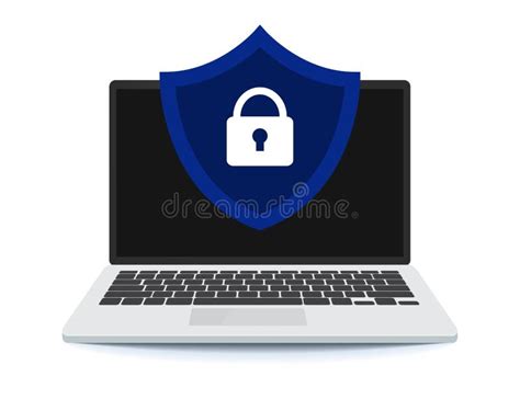 Data Protection Concept On Laptop Shield With A Lock On The Computer Laptop And Shield Icon