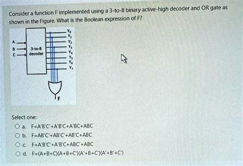 Solved Consider A Function F Implemented Using A 3 To 8 Binary Active