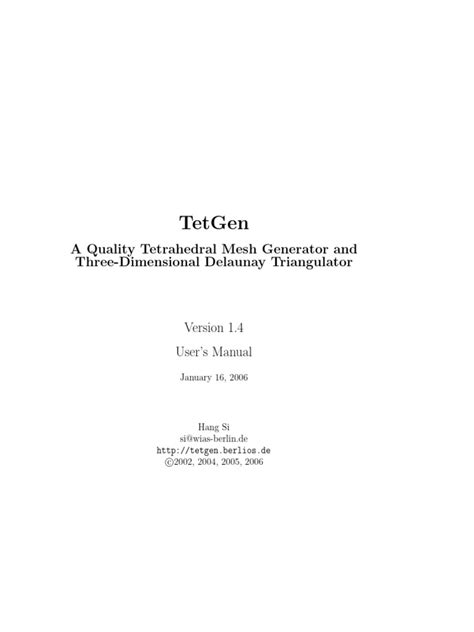 Tetgen Manual Download Free Pdf Tetrahedron Vertex Geometry