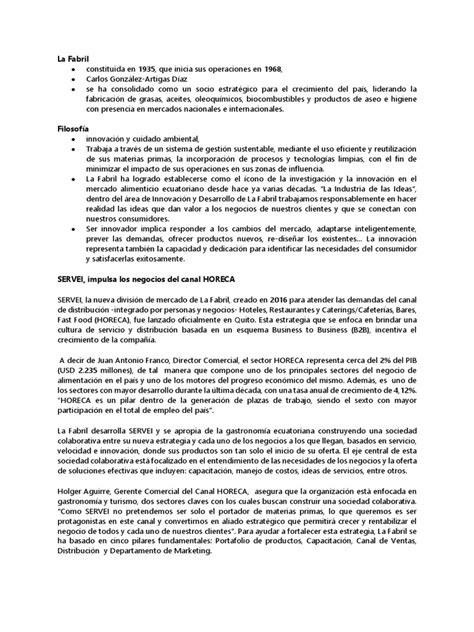 La Fabril Pdf Distribución Comercial Marketing