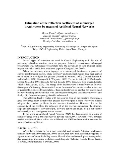 Pdf Wave Reflection At Submerged Breakwaters