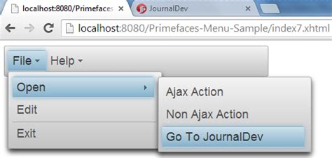 Primefaces Menu MenuBar MenuButton TieredMenu SlideMenu Example DigitalOcean
