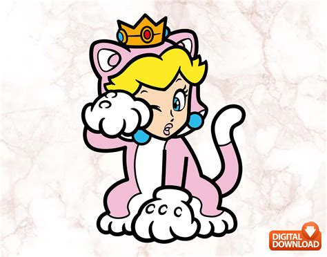 Princess Peach Cat Super Mario SVG DXF PNG Digital Instant Etsy Canada