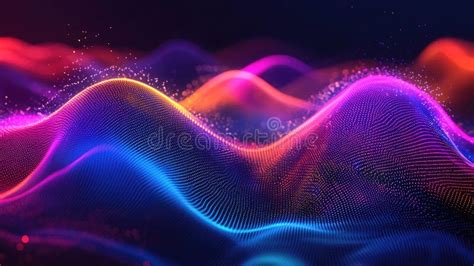 Futuristic Neon Big Data Visualization With Dynamic Glowing Waves Stock