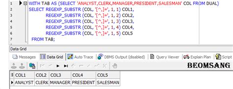 ORACLE REGEXP SUBSTR 을 이용하여 split 처럼 구분자로 자르기 오라클 범상치 않은 블로그