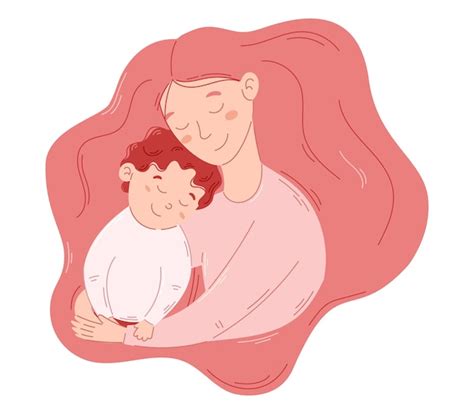Premium Vector Flat Vector Isolated Mom And Son Hugging Cute Young