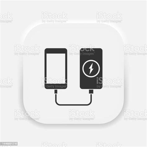 파워 뱅크는 Neumorphism 스타일의 스마트 폰 벡터 아이콘을 충전 합니다 벡터 Eps 10 Usb 케이블에 대한 스톡 벡터 아트 및 기타 이미지 Istock