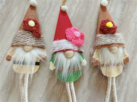 Gnome Keychain Gnome Keyring Adorable Gnome Christmas Ornament Gnome