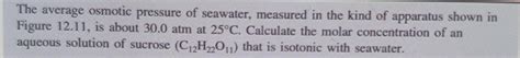 Solved The Average Osmotic Pressure Of Seawater Measured In