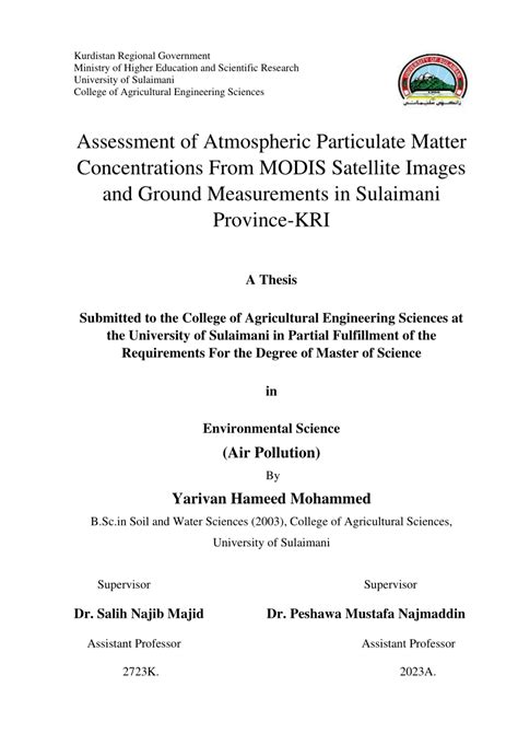 Pdf Assessment Of Atmospheric Particulate Matter Concentrations From Modis Satellite Images
