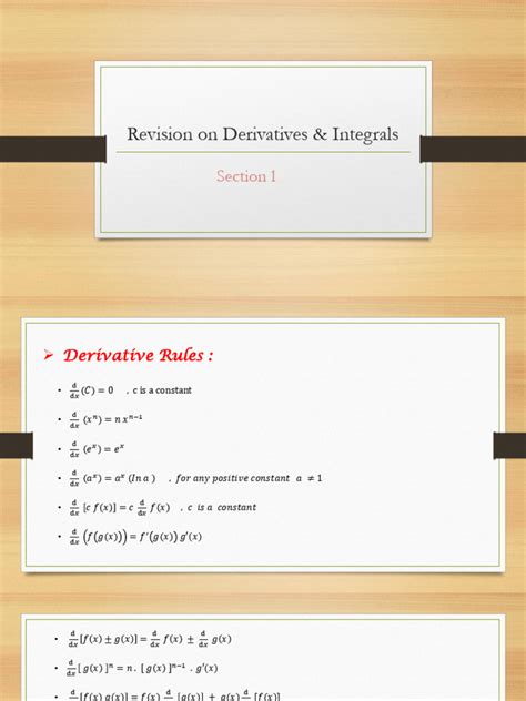 Revision On Derivatives Andand Integrals Pdf Operator Theory