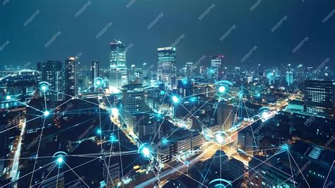 Digital Cityscape With Smart Infrastructure Connected Buildings And Iot