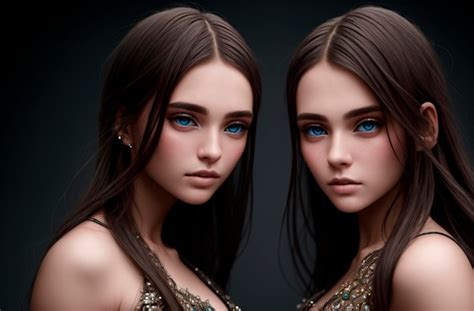 Premium Ai Image Beautiful Twin Girls Generative Ai