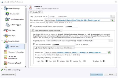 active killdisk erase certificate overview