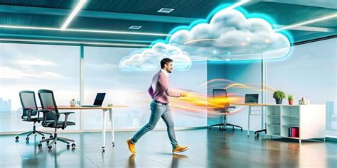 Abstract Digital Art Illustrating A Flexible Workspace With Cloudbased Tools Showcasing Mobility