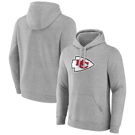 Mens Heather Gray Kansas City Chiefs Primary Team Logo Fitted Pullover