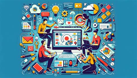 Flat Design As Design Team Collaborating On A New Product Concept As A