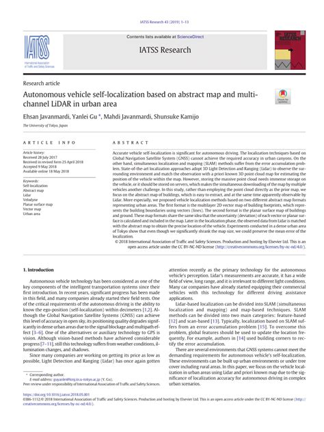 PDF Autonomous Vehicle Self Localization Based On Abstract Map And Multi Channel LiDAR In