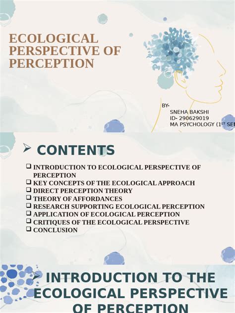 Ecological Perspective Of Perception Pdf Perception Ecology