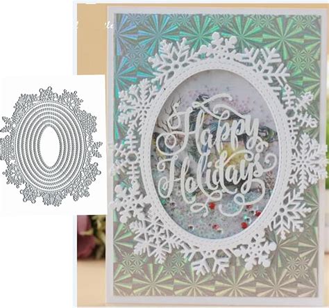 Christmas Nesting Oval Snowflake Frame Metal Die Cuts Merry