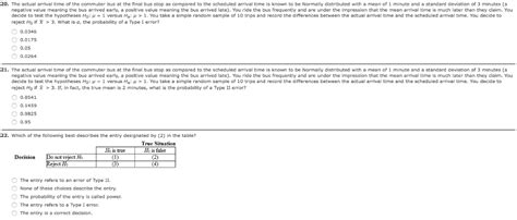 solved 20 the actual arrival time of the commuter bus at