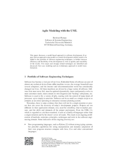 Pdf Agile Modeling With The Uml