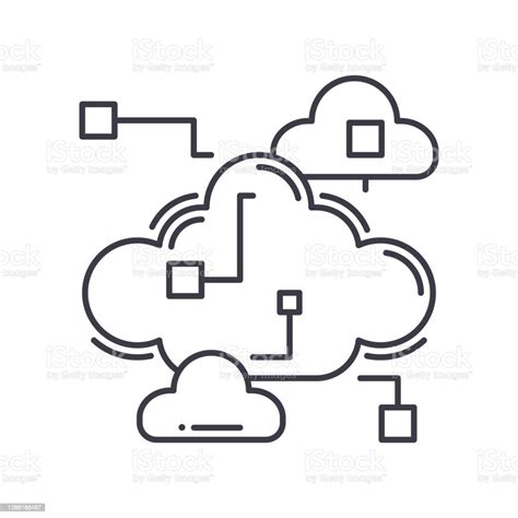 클라우드 스토리지 서비스 아이콘 선형 격리 된 그림 얇은 줄 벡터 웹 디자인 기호 흰색 배경에 편집 가능한 스트로크와 개요 개념
