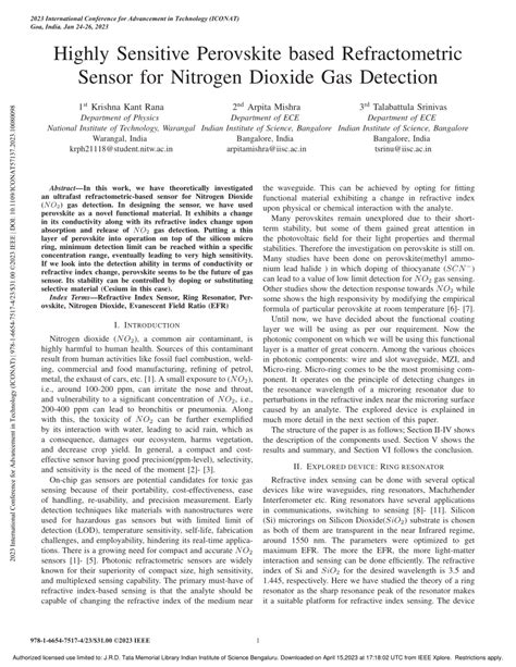 Pdf Highly Sensitive Perovskite Based Refractometric Sensor For Nitrogen Dioxide Gas Detection