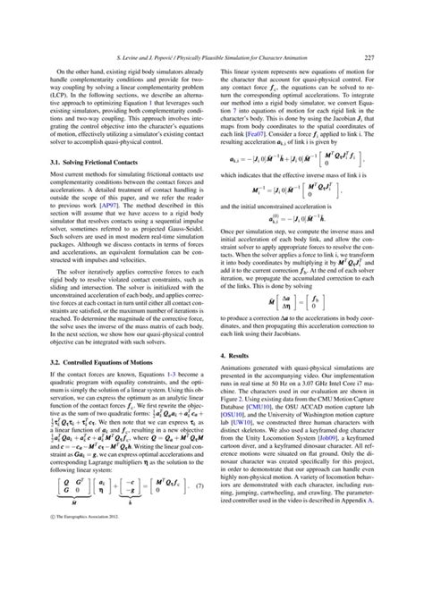 Physically Plausible Simulation For Character Animation Pdf