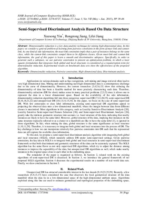 Pdf Semi Supervised Discriminant Analysis Based On Data Structure