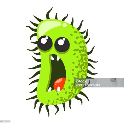 재미 있고 귀여운 바이러스 박테리아 세균 만화 캐릭터 백색 배경에 고립된 미생물 및 병원균 미생물 감기와 독감에 대한 스톡 벡터