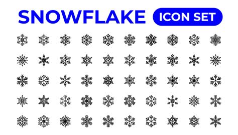 Snowflake Icons Collection Thin Outline Icons Pack Vector Art At Vecteezy