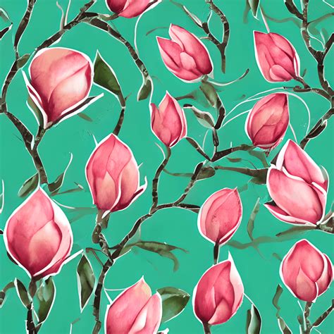 Watercolor Infinite Repeating Magnolia Pattern Creative Fabrica