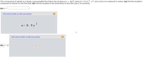 solved the y component of velocity in a steady
