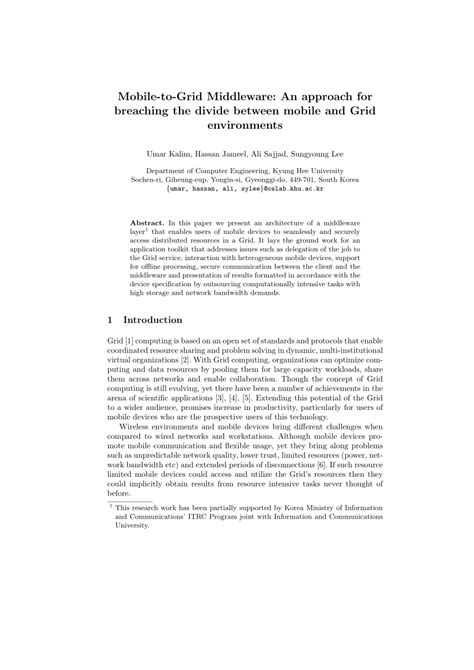Pdf Mobile To Grid Middleware An Approach For Breaching The Divide