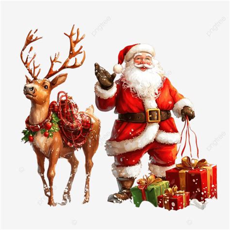 산타클로스와 순록이 있는 축제 휴일 장식 산타 클로스 순록 격언 Png 일러스트 및 이미지 에 대한 무료 다운로드 Pngtree