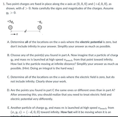 Solved 1 Two Point Charges Are Fixed In Place Along The