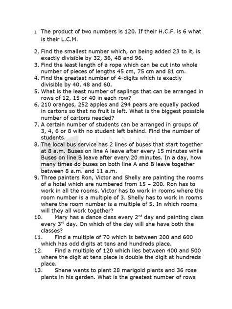 Hcf N Lcm Word Problems Download Free Pdf Discrete Mathematics