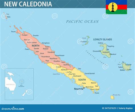 New Caledonia Map Vector 2024 Colorful Customizable Layered Political