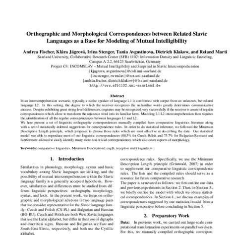 Orthographic And Morphological Correspondences Between Related Slavic Languages As A Base For