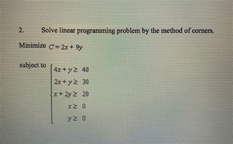 Solved 2 Solve Linear Programming Problem By The Method Of