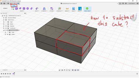 Solved How To Subtract Cube In Form Mode Autodesk Community