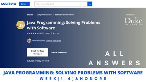 Coursera Java Programming Solving Problems With Software Week 1