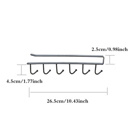 Праска 6 гачків Полиця для зберігання Гардеробна шафа Металева під полиці Чашка Вішалка для