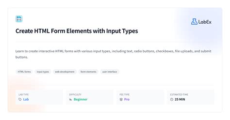 Create Html Form Elements With Input Types Labex