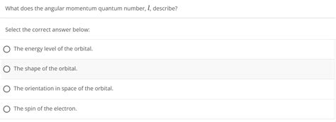 Solved What Does The Angular Momentum Quantum Number I Chegg