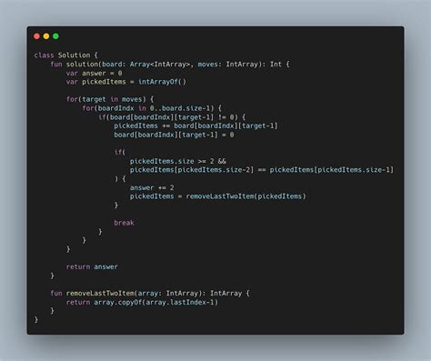 프로그래머스 크레인 인형뽑기 게임 Kotlin Kitaek Lee Medium 프로그래머스 크레인 인형뽑기 게임 Kotlin Kitaek Lee Medium