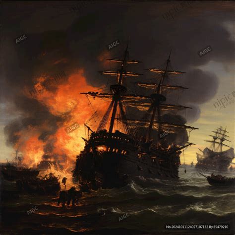 Ai创作图南洋水师插画 海战场景图 古代海上战争场景 手绘战争轮船画风 海上航行油画 海战油画 风暴中的帆船风景油画 古代海战场景 鸦片走私船 古代水师战斗图 运输鸦片船只 航海艺术画 鸦片